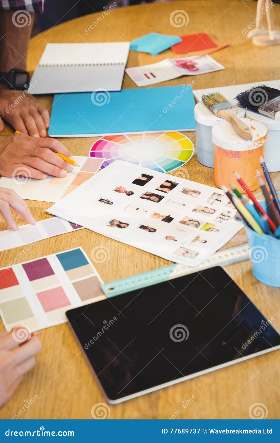 Focus on the Paper with Hands Stock Image - Image of woman, suit: 77689737