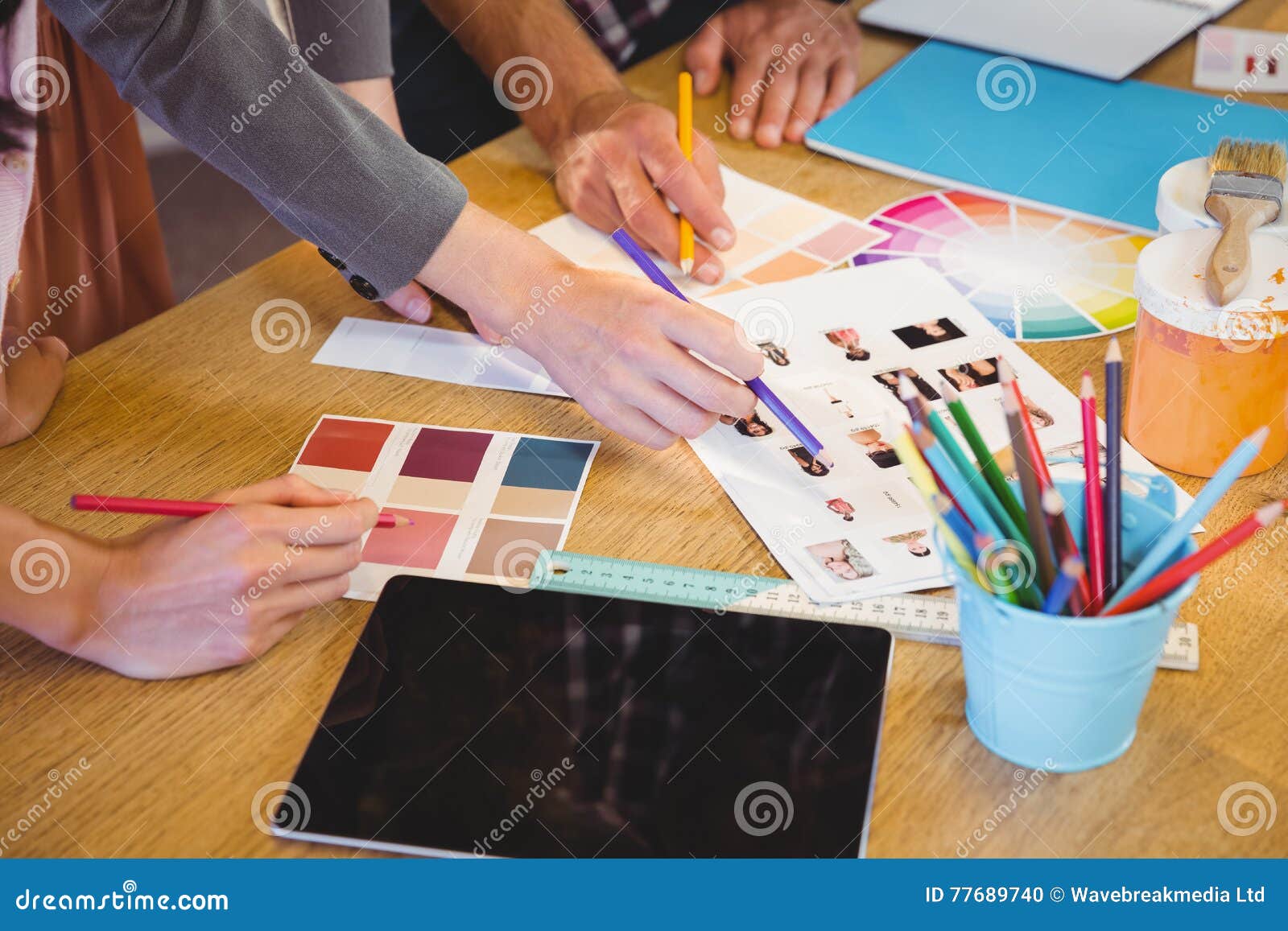 Focus on the Paper with Hands Stock Photo - Image of staff, digital ...