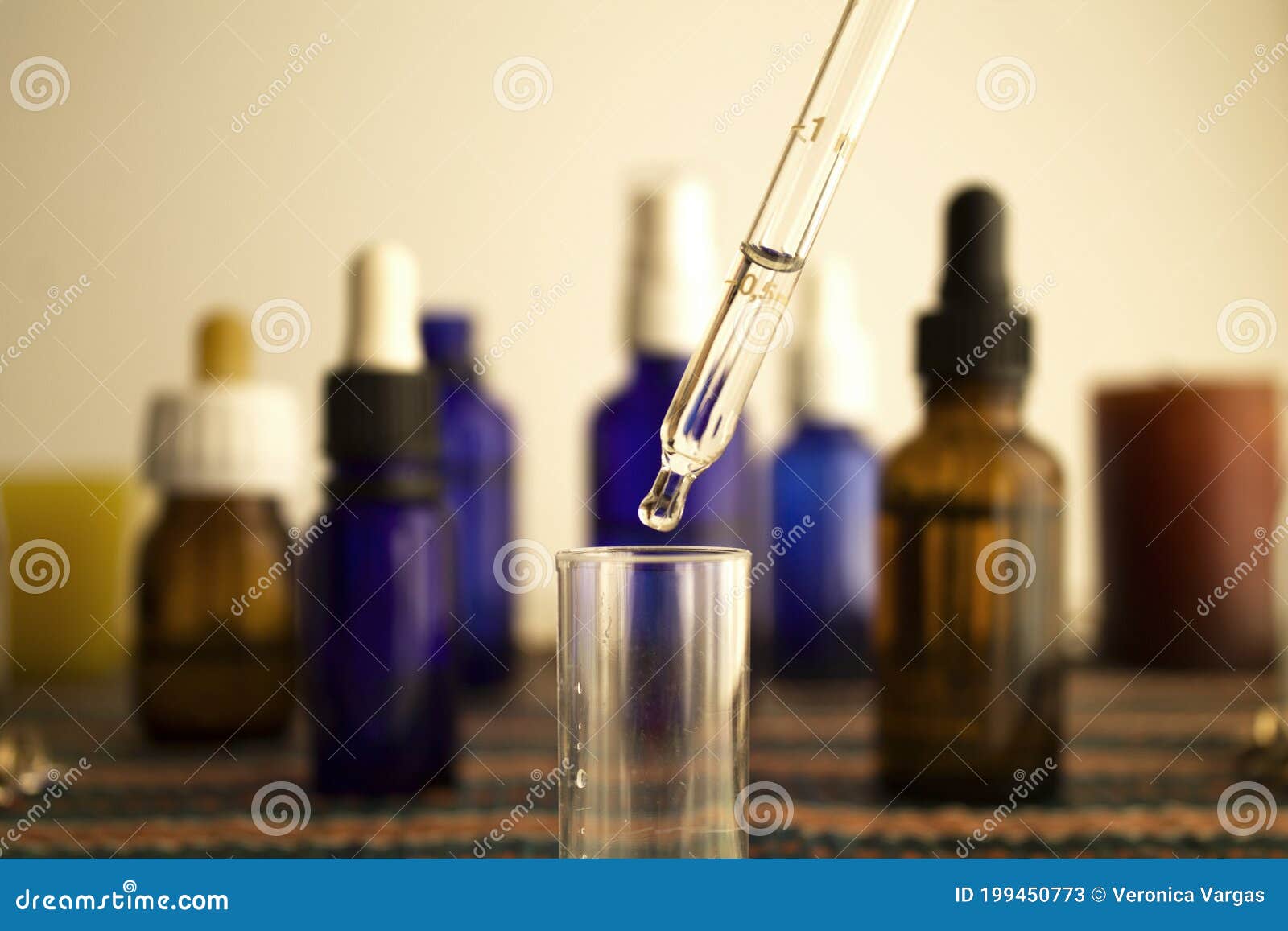 Focus on the Pipette Pouring the Liquid into the Flask Stock Image ...