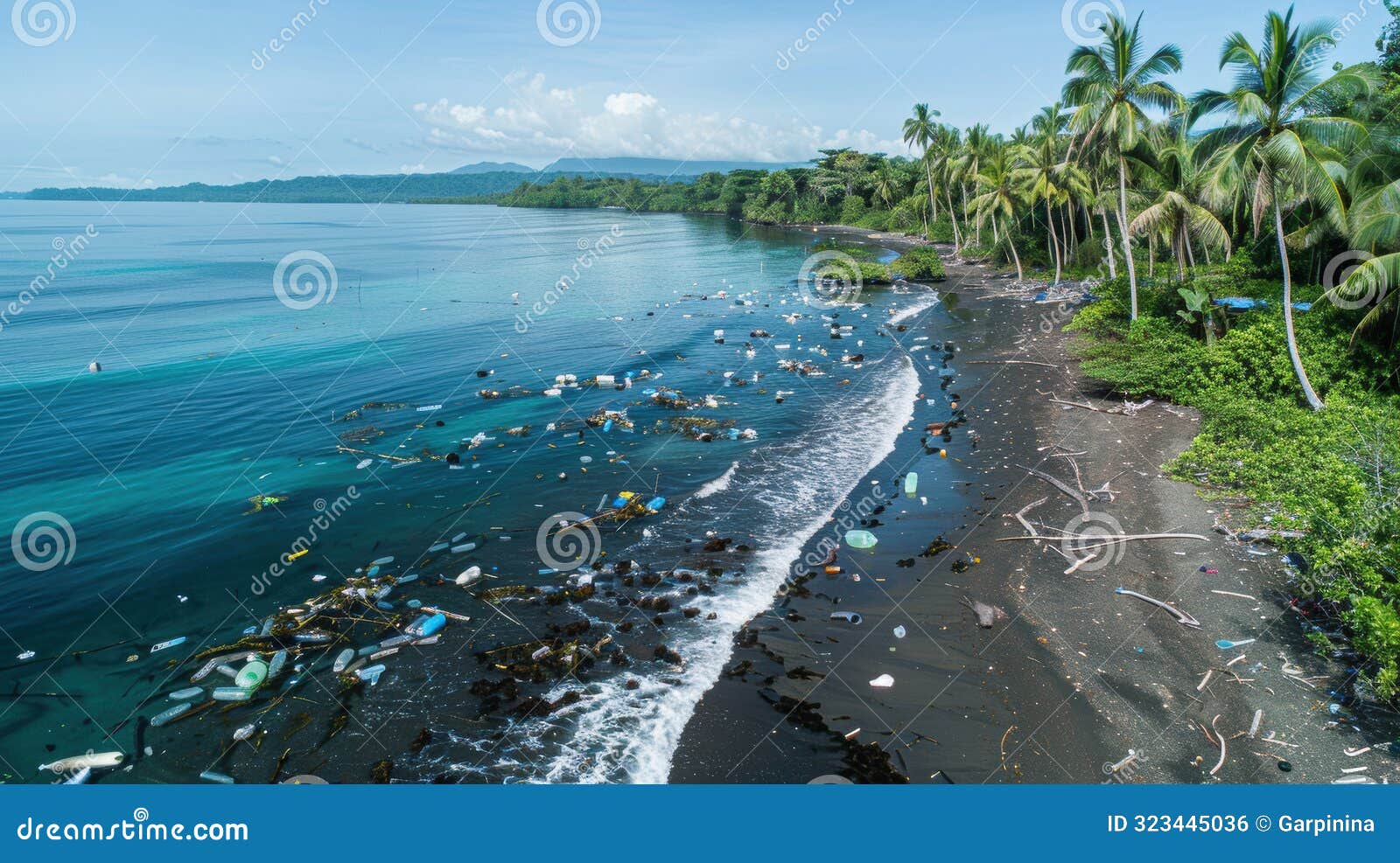 Polluted Beaches With Floating Plastic Stock Image | CartoonDealer.com ...