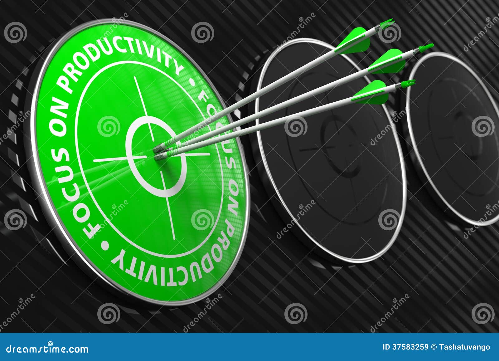 Focus on Productivity Slogan - Green Target. Stock Illustration ...