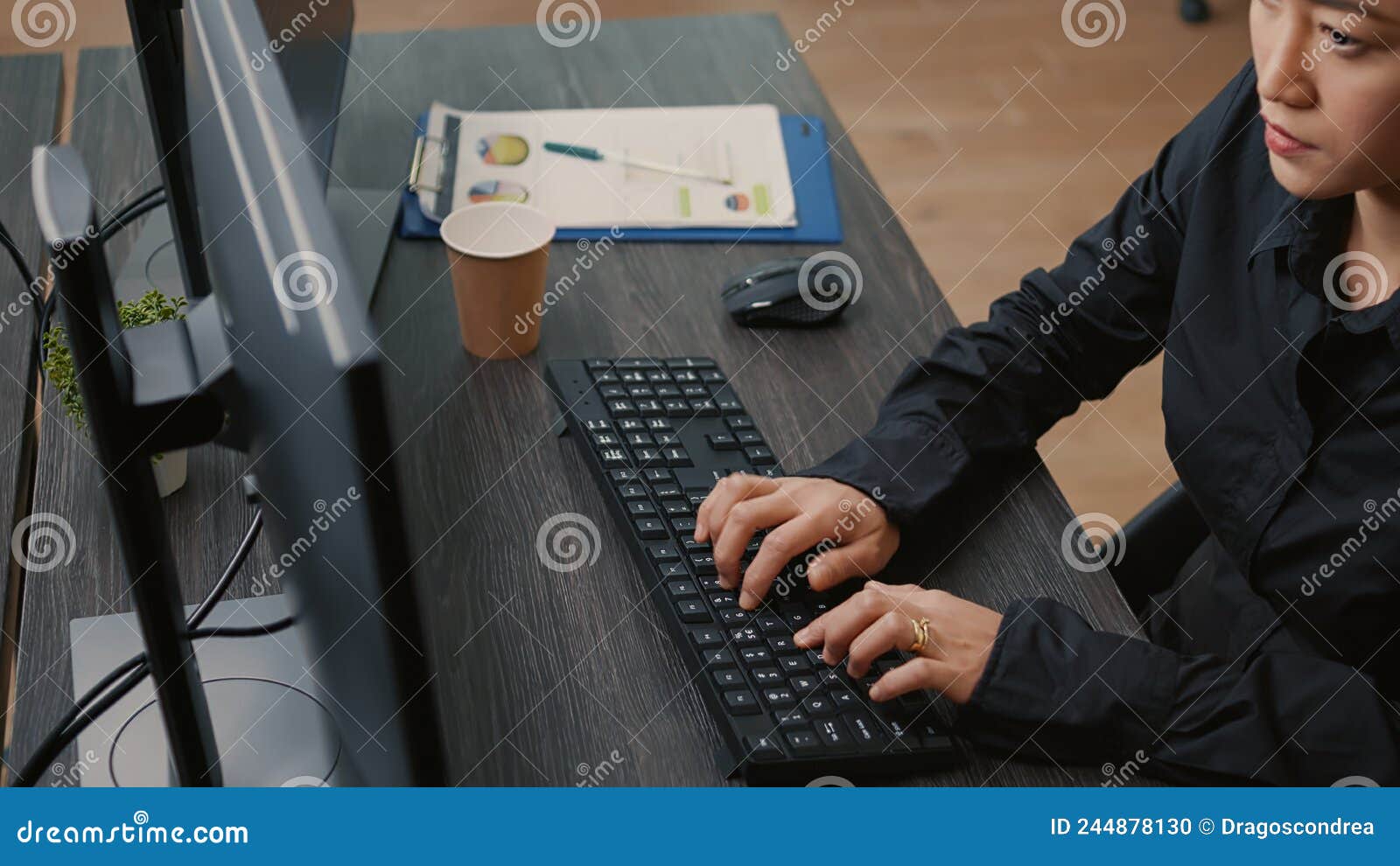 Focus on Programer Hands Typing Code on Keyboard while Looking at ...
