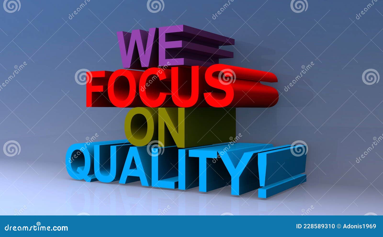 We Focus on Quality on Blue Stock Illustration - Illustration of ...