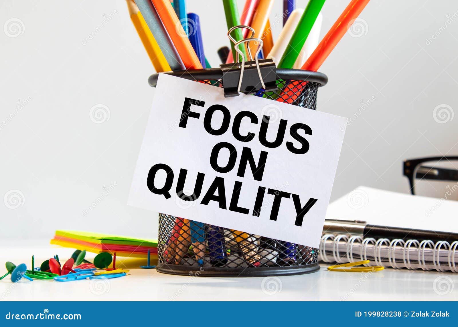 We focus on quality stock photo. Image of focus, word - 199828238