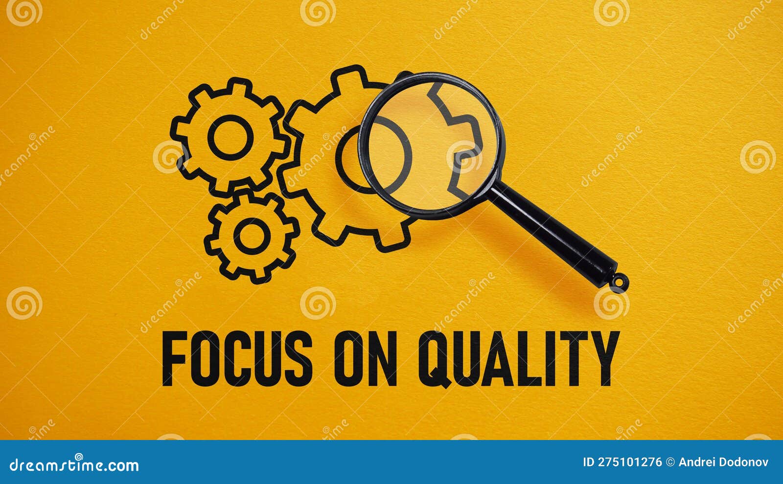 Focus on Quality is Shown Using the Text and Photo of Magnifier Glass ...