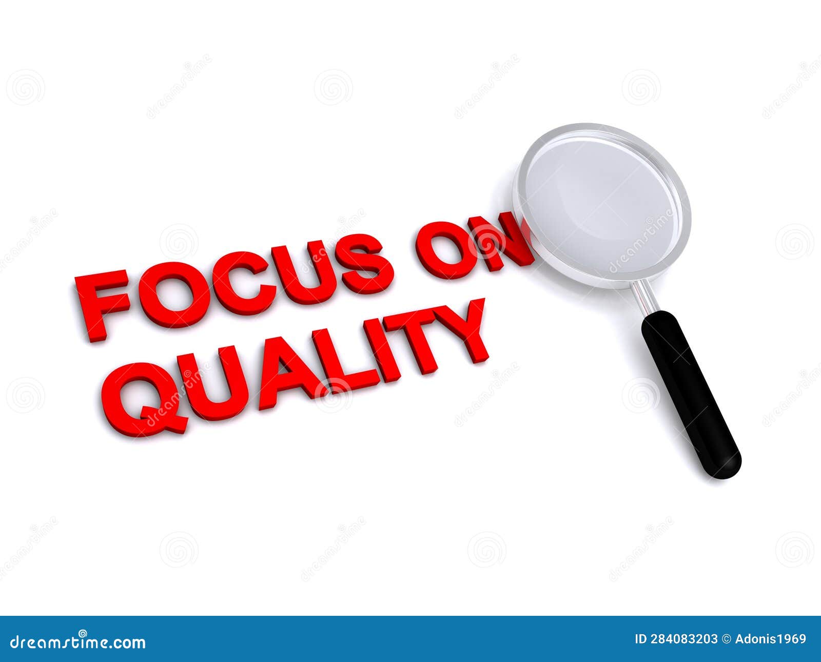 Focus on quality on white stock illustration. Illustration of white ...