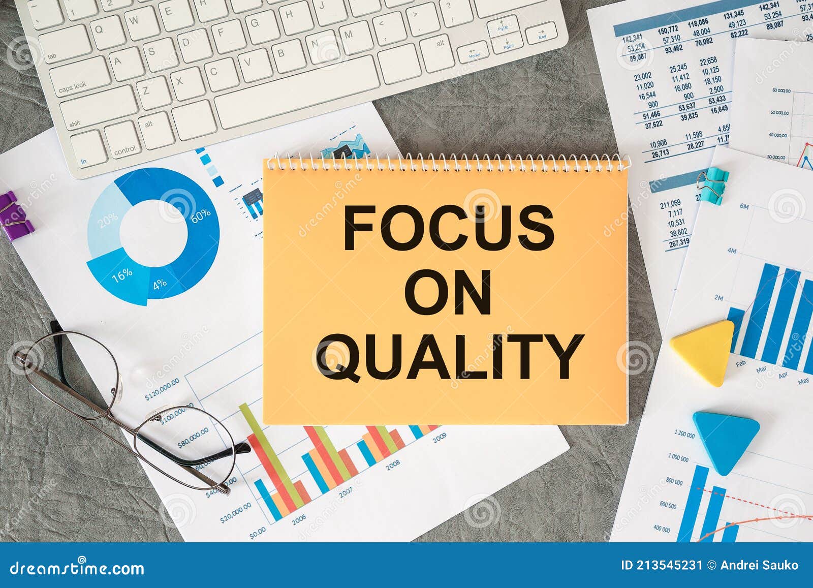 FOCUS on QUALITY is Written in a Document on the Office Desk Stock ...