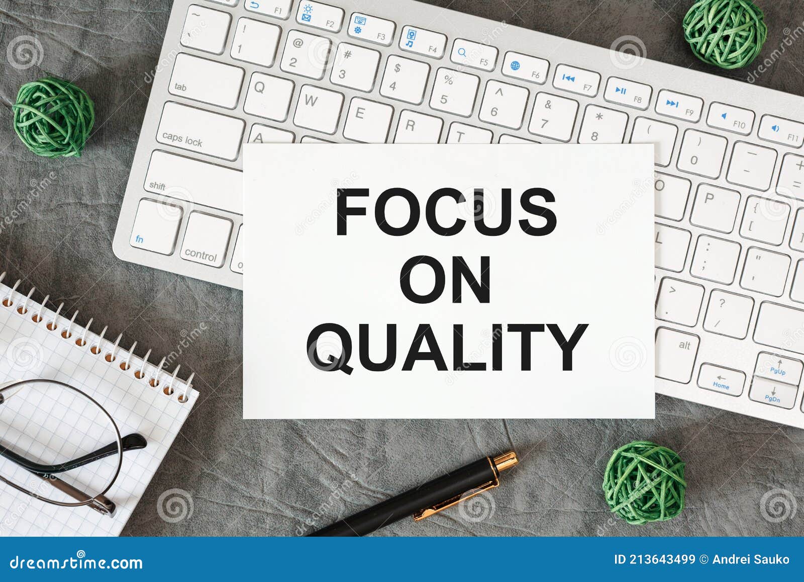 FOCUS on QUALITY is Written in a Document on the Office Desk Stock ...
