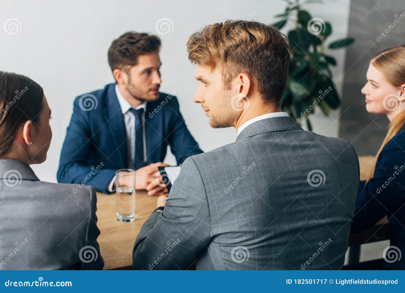 Focus of Recruiters Looking at Each Other during Job Interview with ...