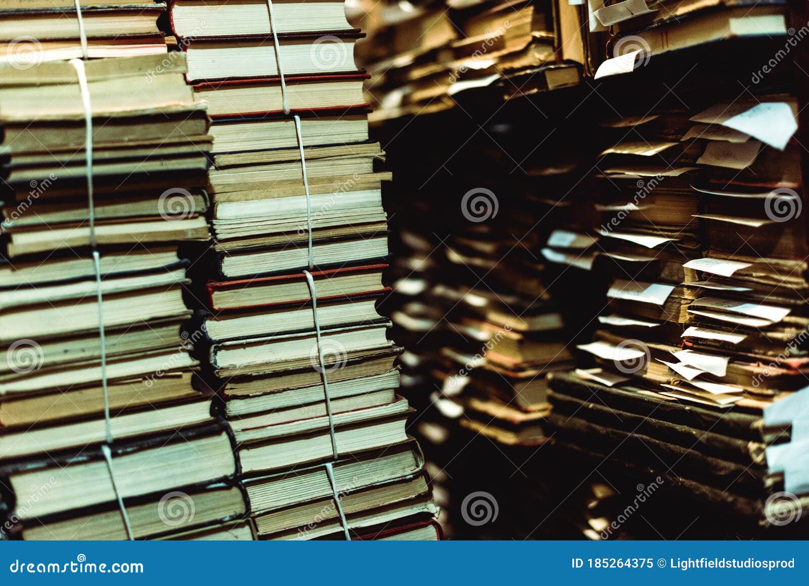 Focus of Retro and Vintage Books in Library Stock Image - Image of ...
