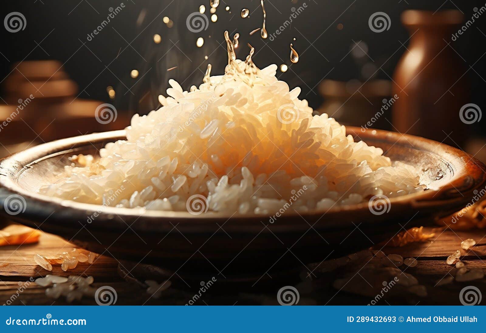 Focus on Rice Pouring Down from Top - Photo. Generative by Ai Stock ...