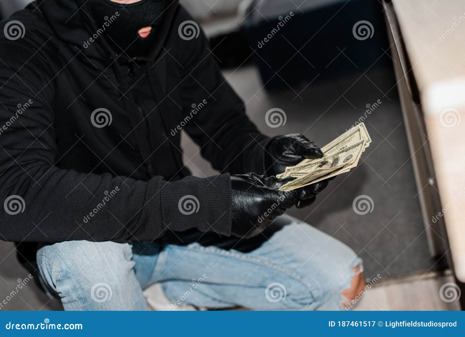 Focus of Robber in Mask and Stock Image - Image of partial, indoors ...