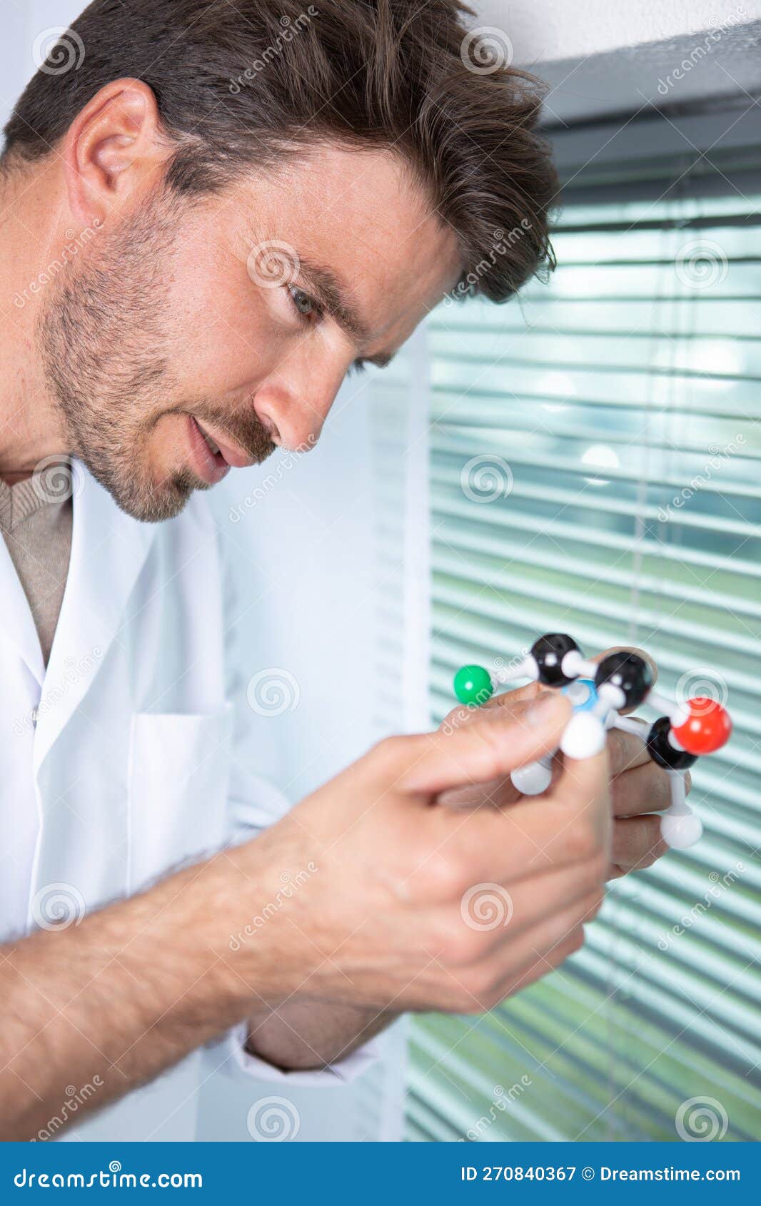 Focus Scientist Looking at Dna Helix in Laboratory Stock Image - Image ...
