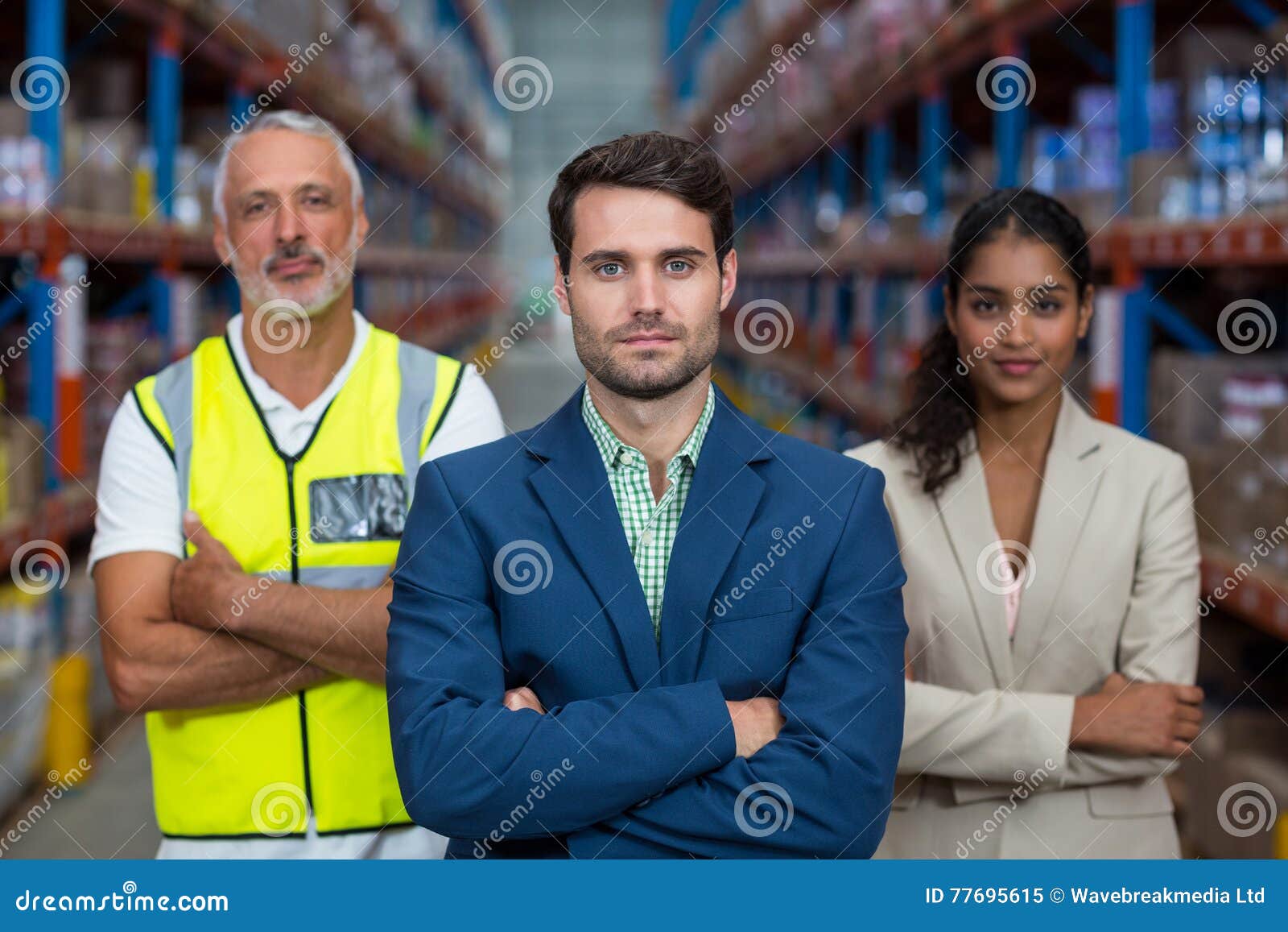 Focus of Serious Manager is Posing in Front of His Colleagues Stock ...