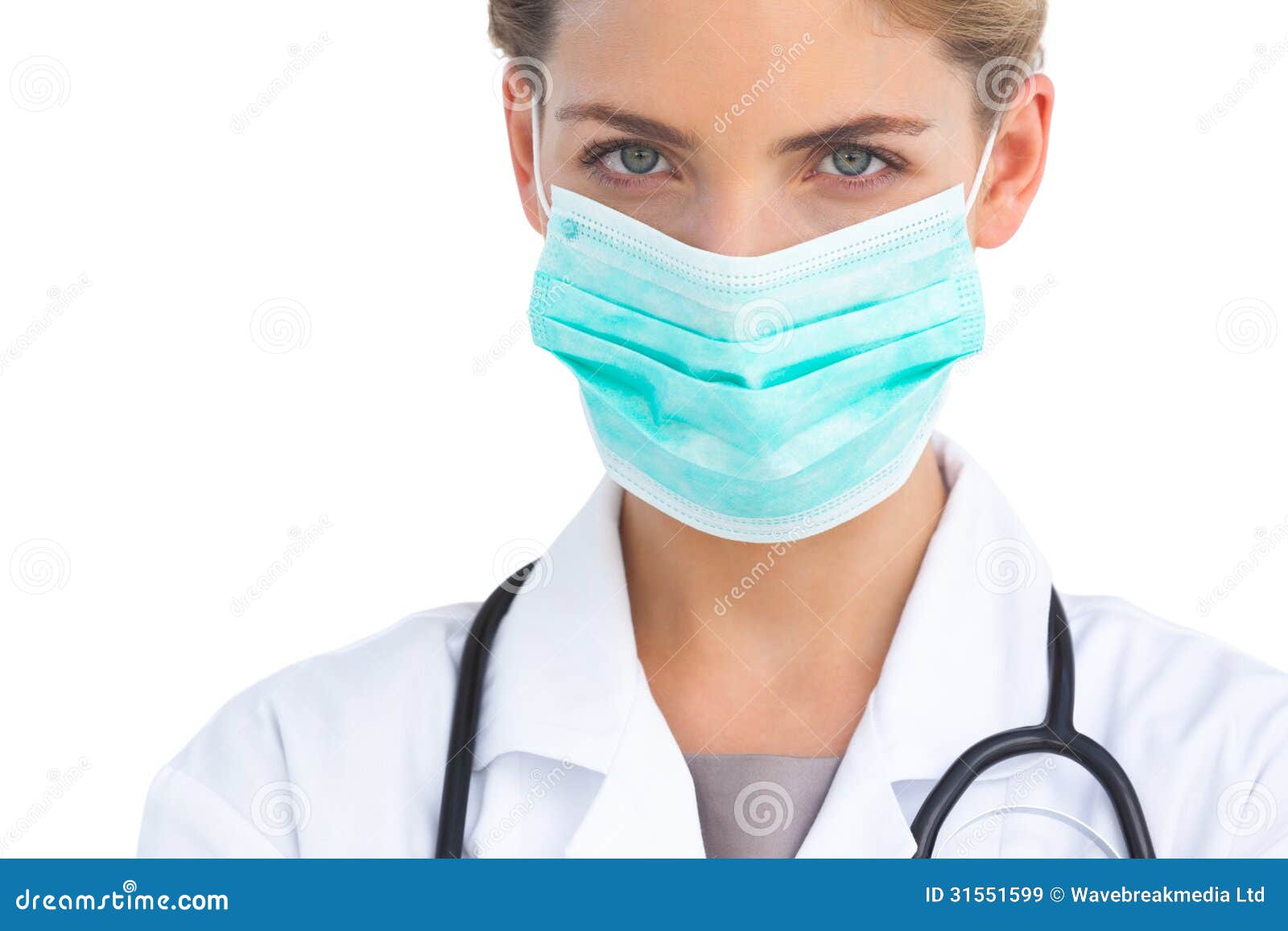 Focus Shot on Nurse Wearing Surgical Mask Stock Image - Image of ...