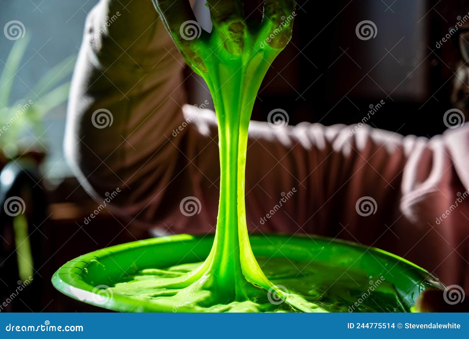 Focus on Slime Covered Hands with Strings of Gooey Webbing Down Stock ...