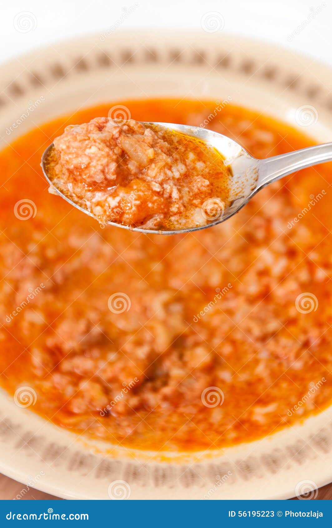 Focus on Spoon with Minced Meat and Rice Stock Image - Image of paprika ...