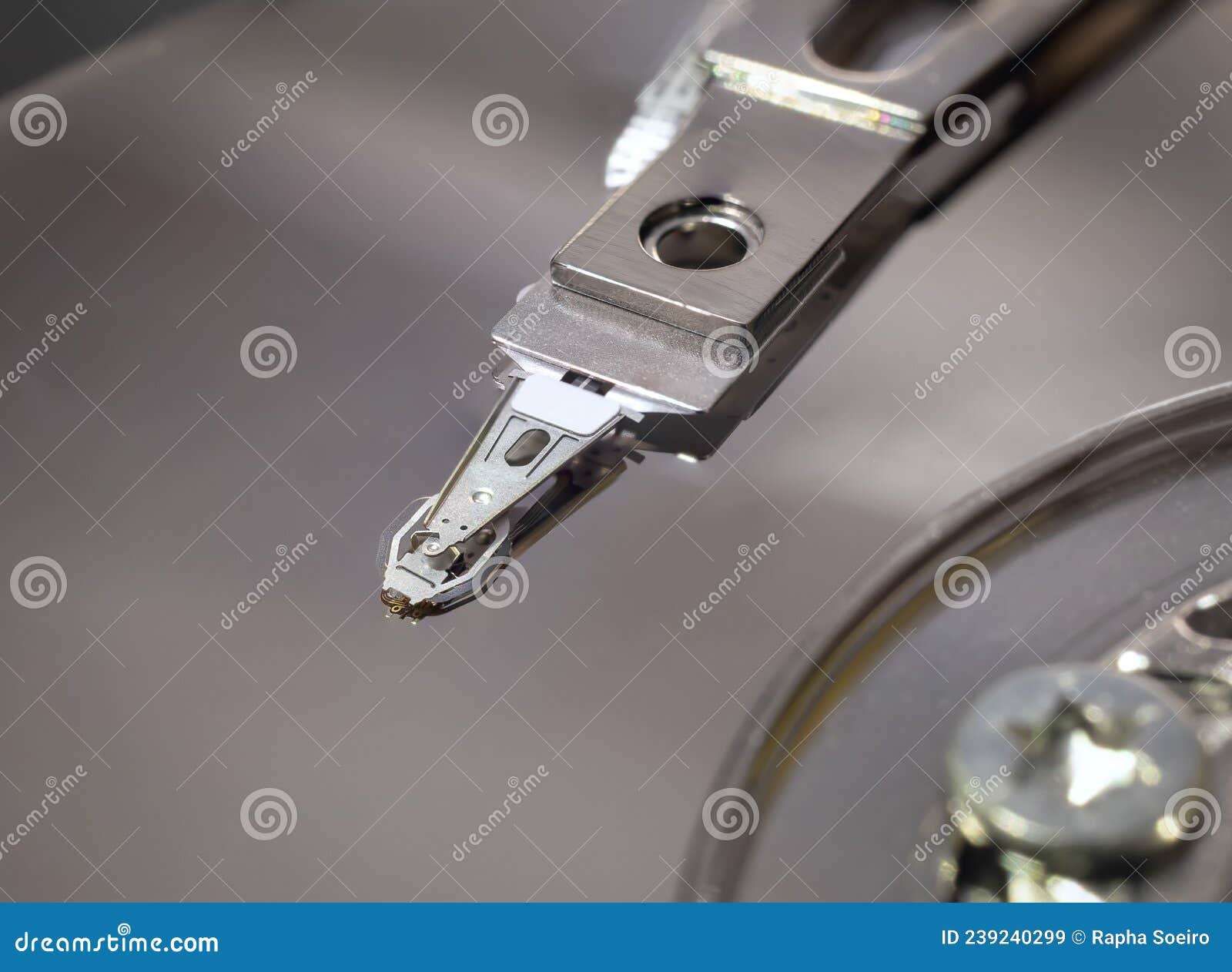 Hard disk drive in details stock image. Image of write - 239240299