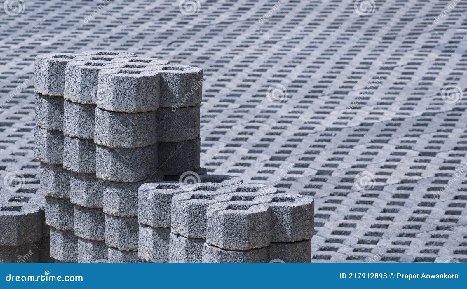 Stack of Paving Turf Stone Blocks on Pavement Floor in Gardening Site ...
