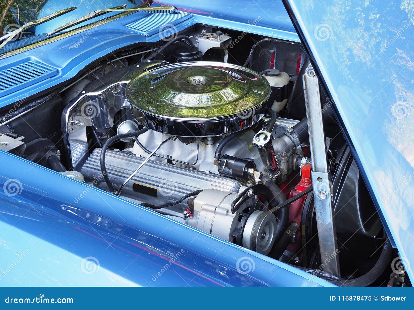 Focus Stacked Image of a American V8 Engine in a 60s Model Car Stock ...