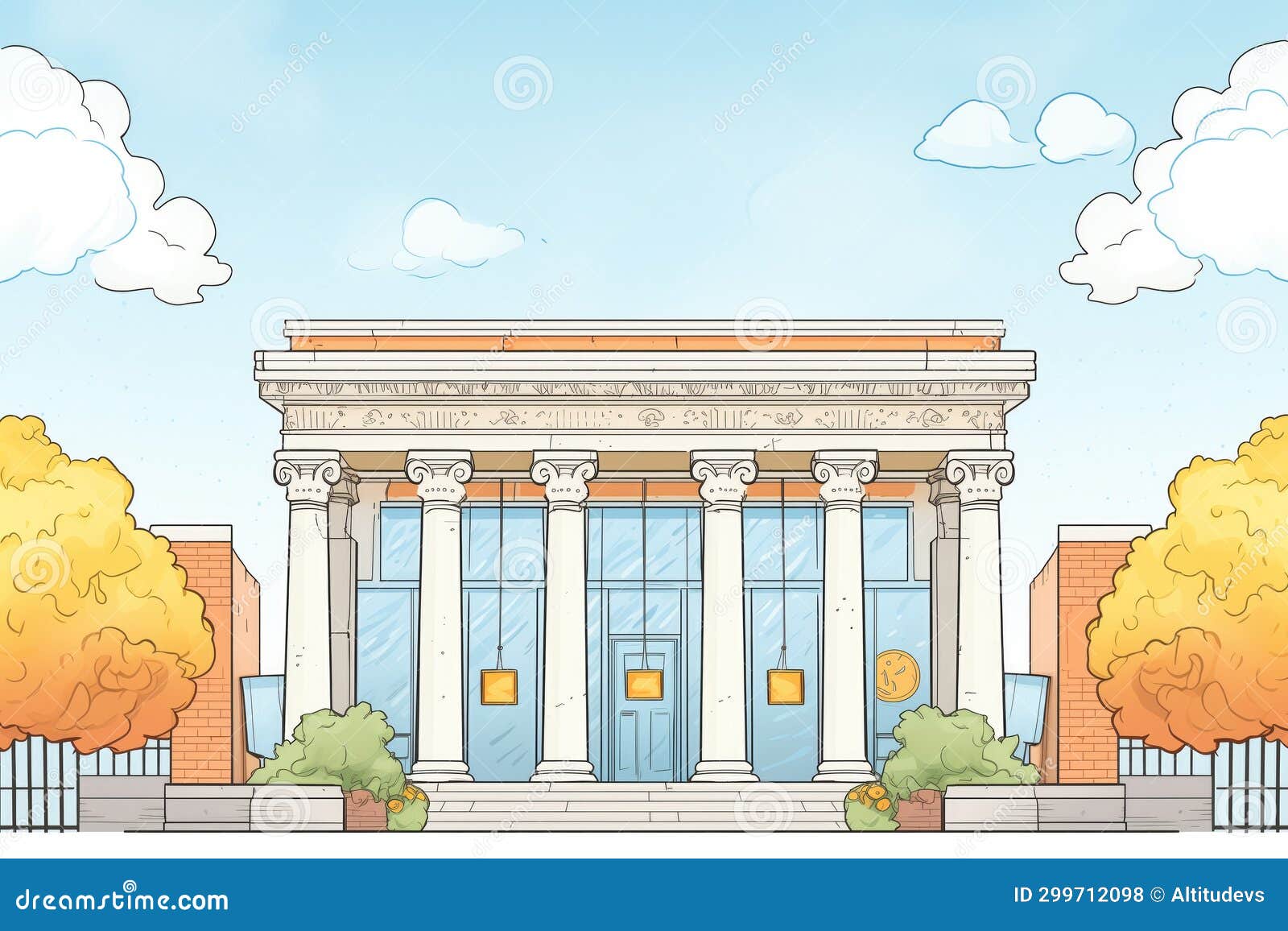 Focus on the Tall Columns of a Post Office Building Facade, Magazine ...