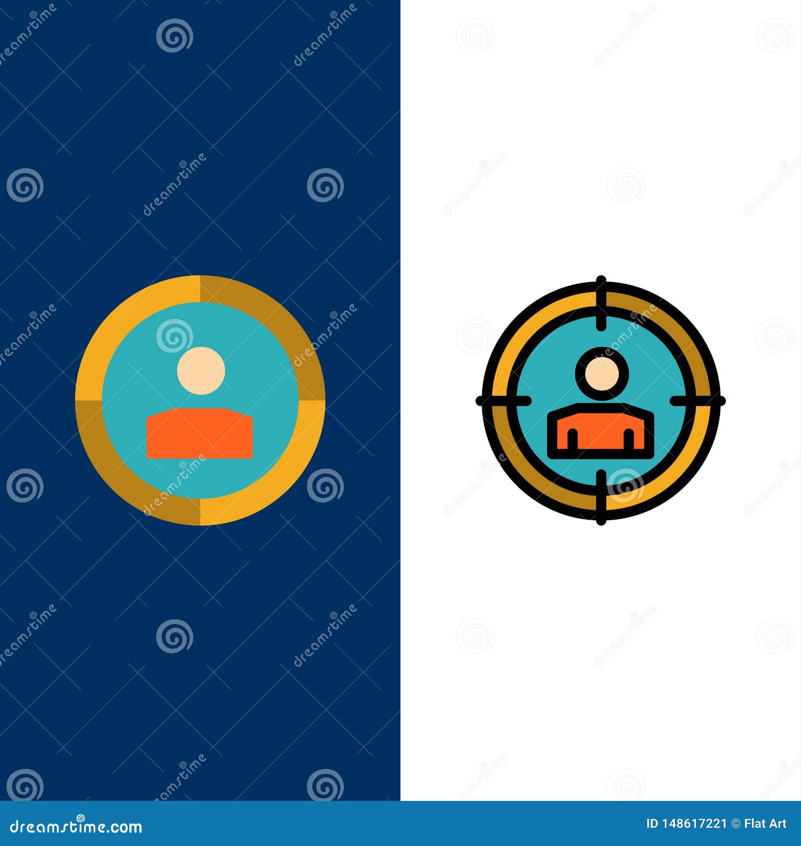 Focus, Target, Audience Targeting, Icons. Flat and Line Filled Icon Set ...