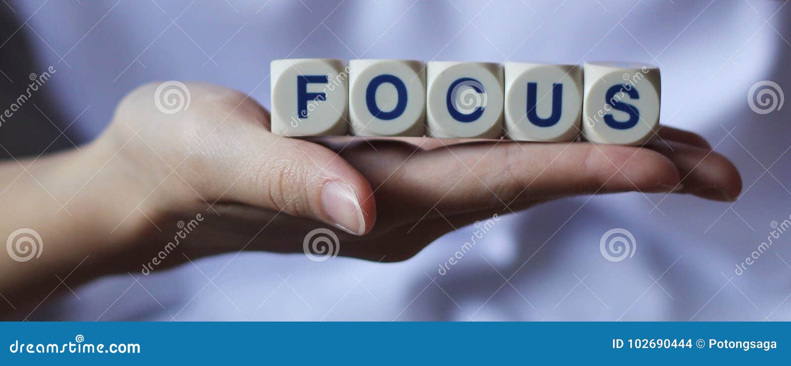 Focus stock photo. Image of letters, cube, commitment - 102690444