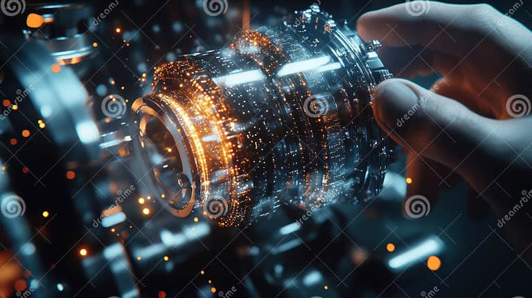 Focus on a Technician Adjusting a Modular Component of a Machine ...