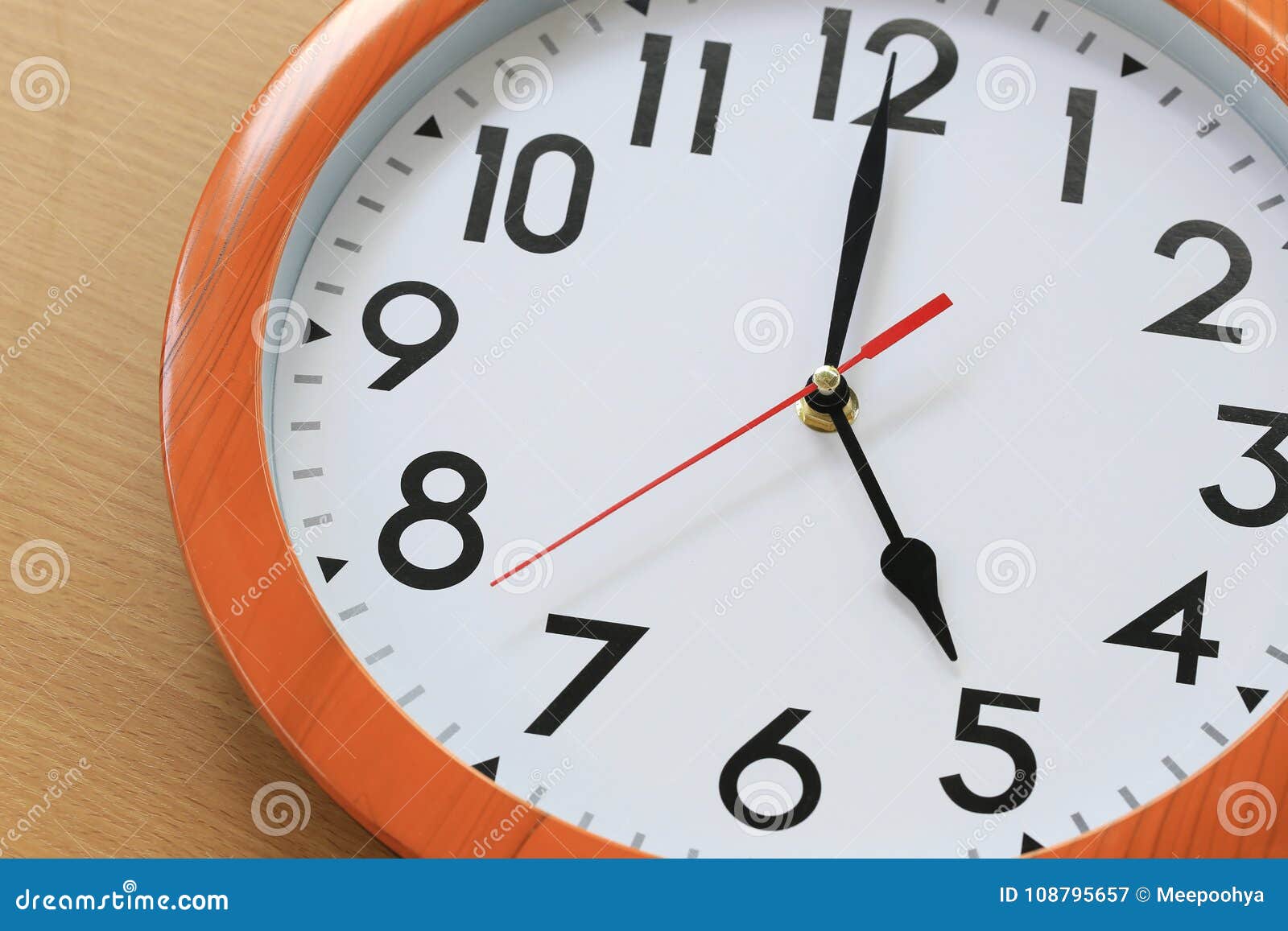 Focus Time in Clock of Five O Clock for the Design in Your Busin Stock ...