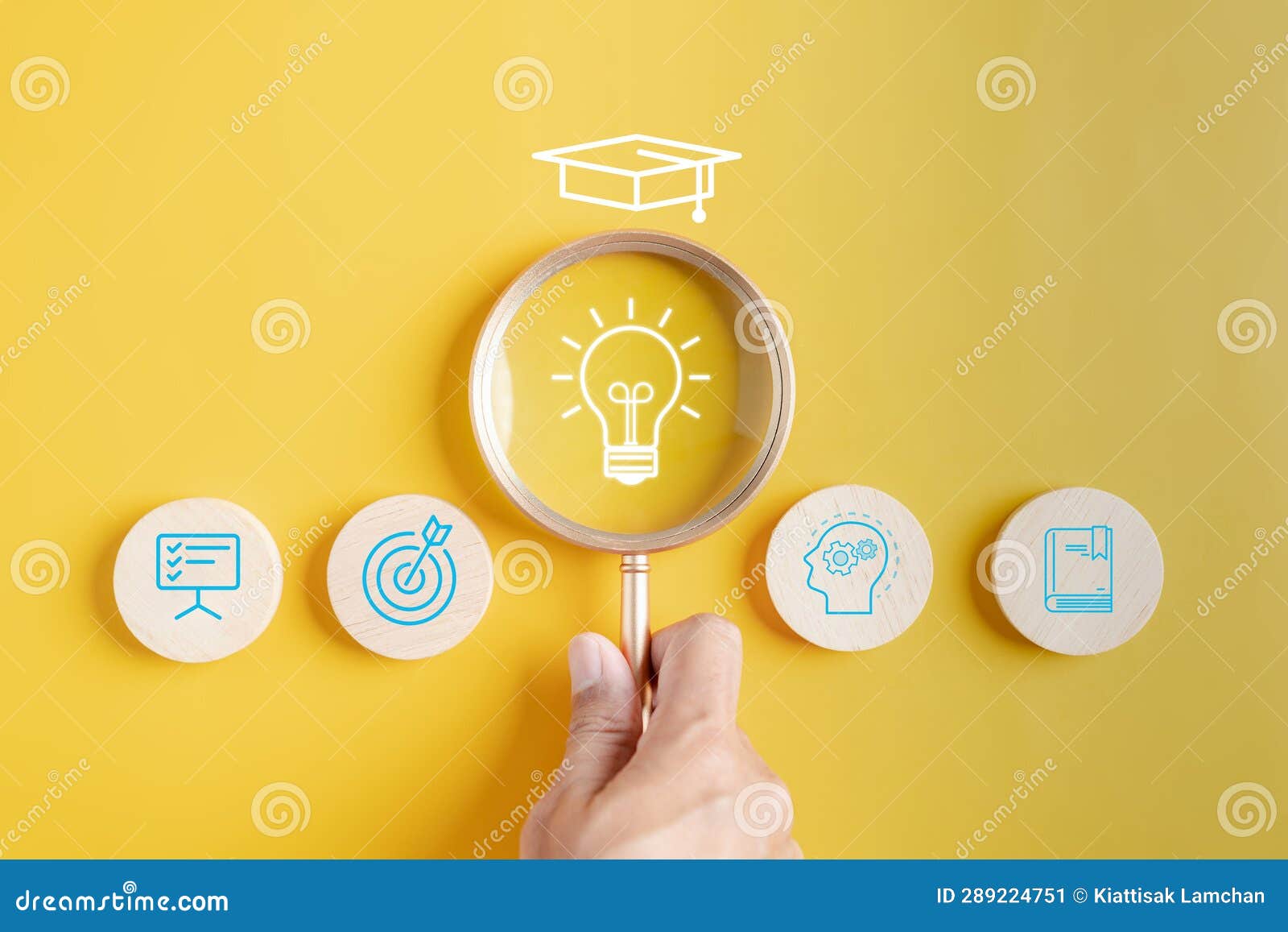 Focus To Light Bulb with Learning Education and Graduation Concept ...