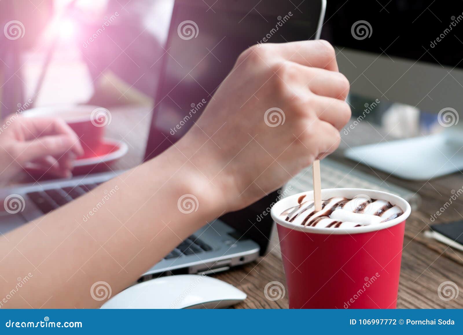 Focus on the Woman Hand Mixing the Coffee/ Soft Stock Photo - Image of ...