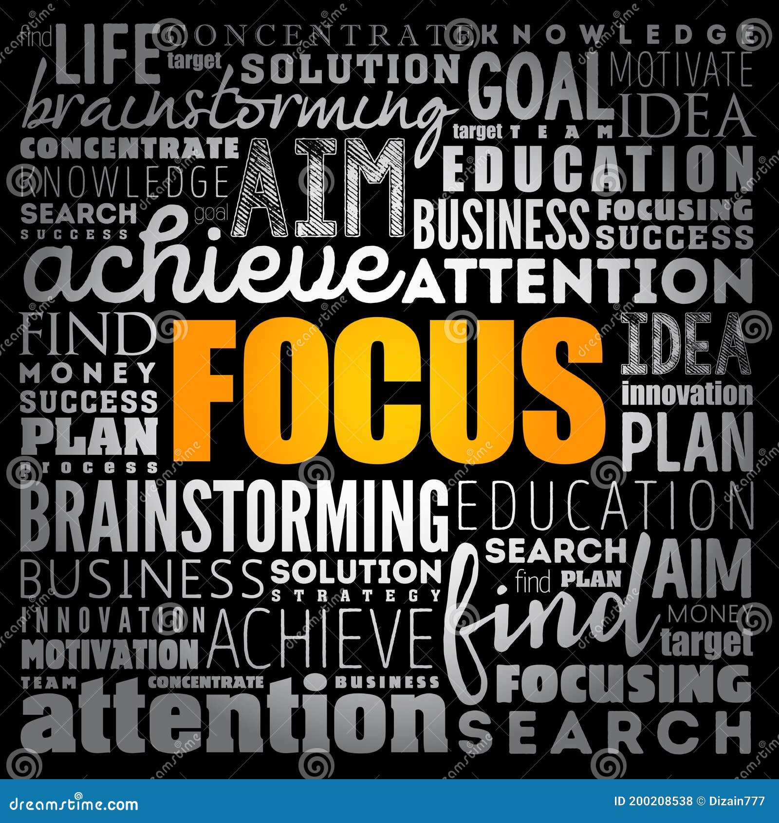 FOCUS word cloud collage stock illustration. Illustration of cloud ...