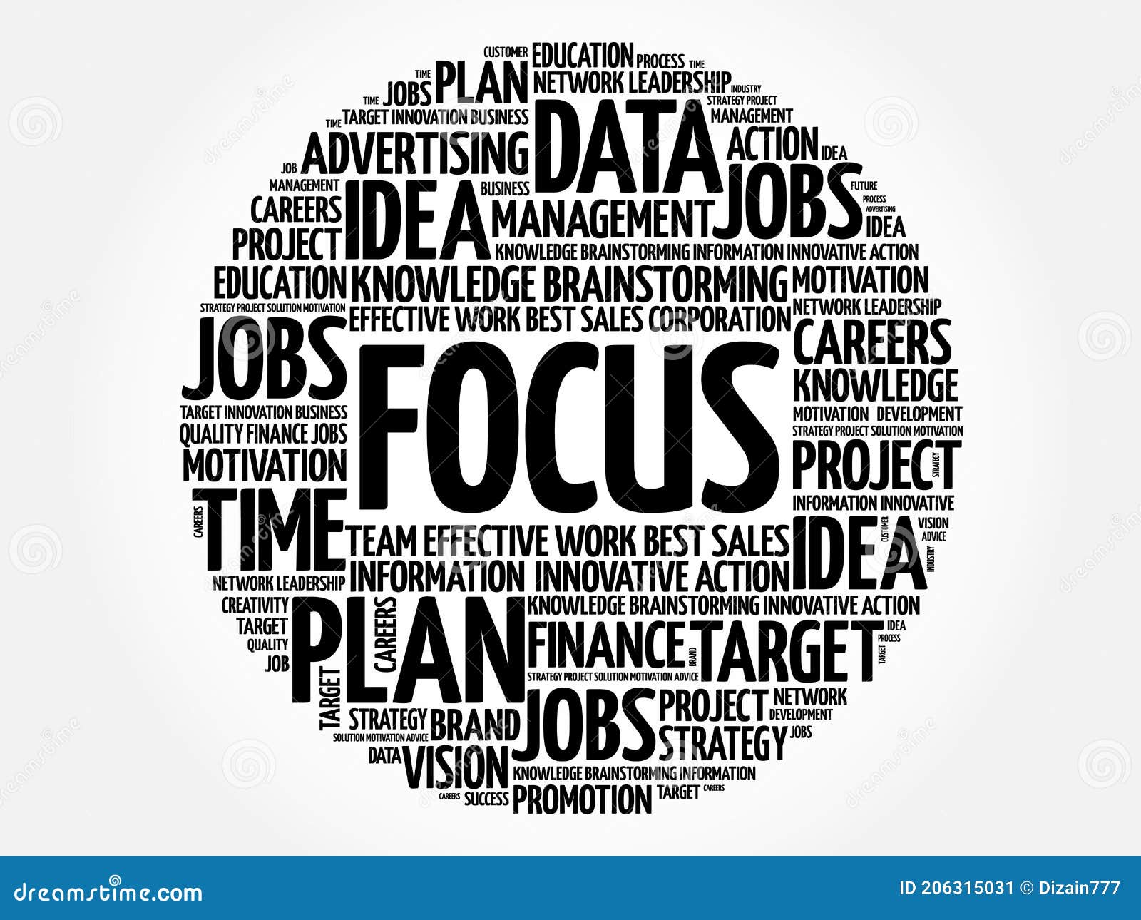 FOCUS word cloud stock illustration. Illustration of confidence - 206315031