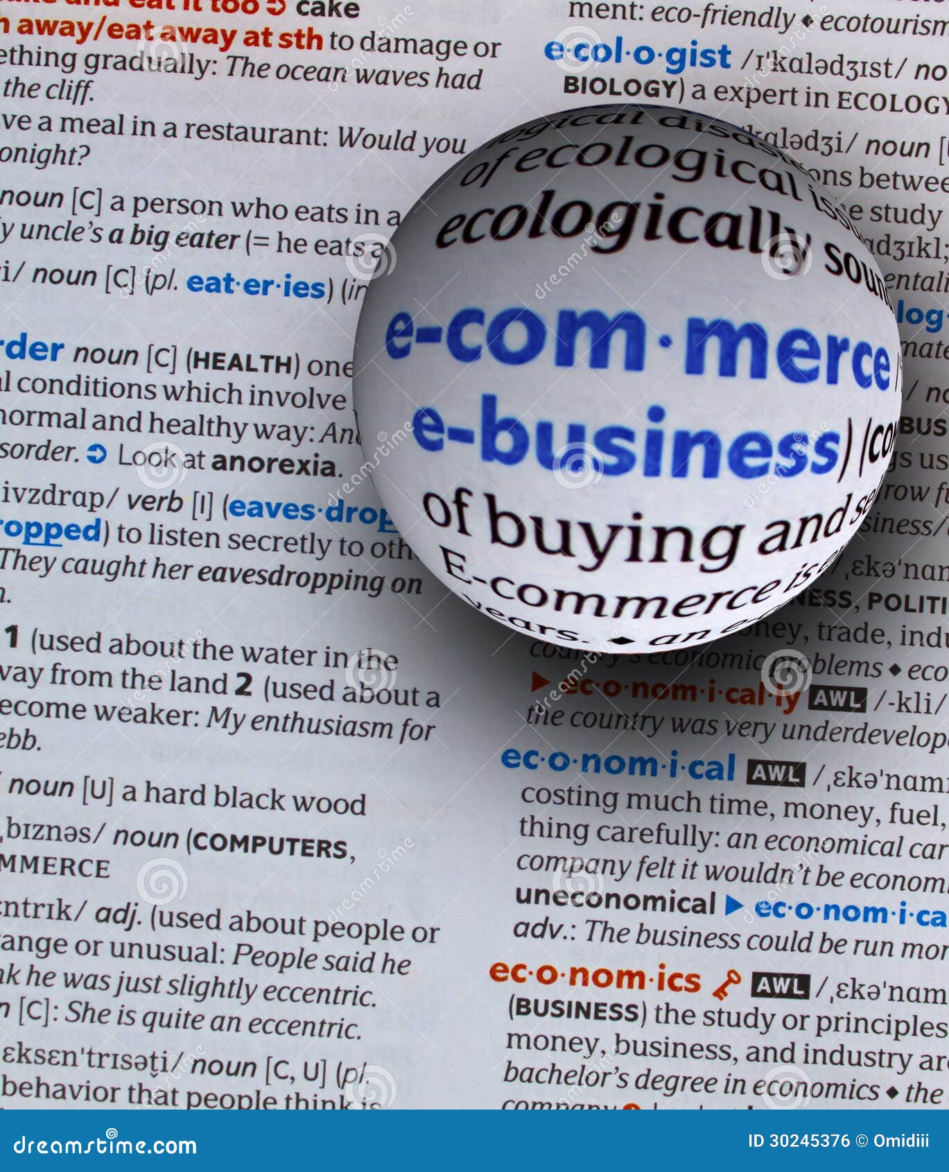 Focus on Word Ecommerce and Ebusiness Stock Illustration - Illustration ...