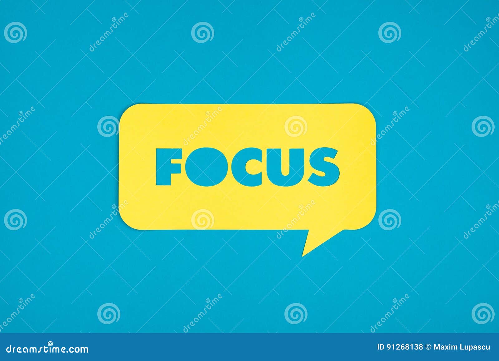 Focus Word in Yellow Bubble Stock Photo - Image of concentrate, design ...