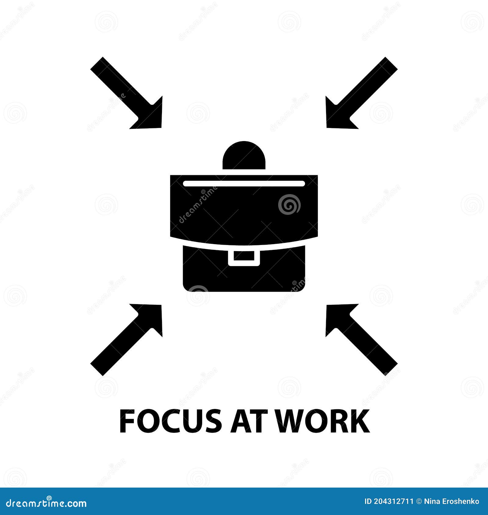 Focus at Work Icon, Black Vector Sign with Editable Strokes, Concept ...