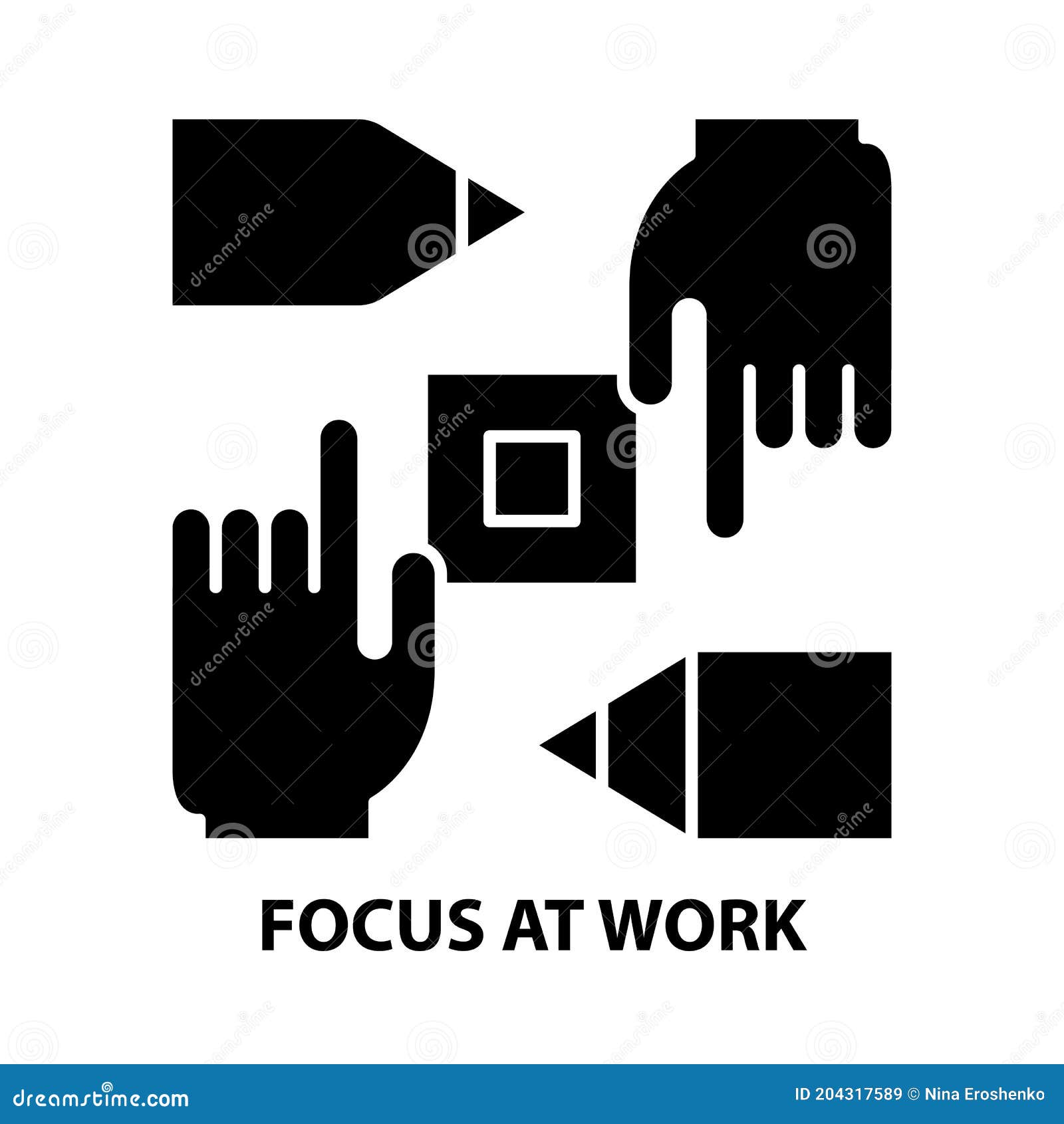 Focus at Work Symbol Icon, Black Vector Sign with Editable Strokes ...