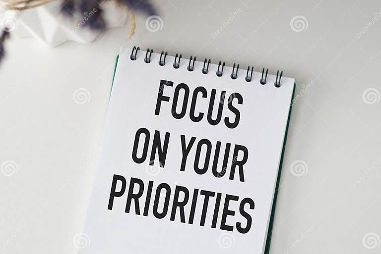 FOCUS on YOUR PRIORITIES, Text on White Paper on White Table. Stock ...