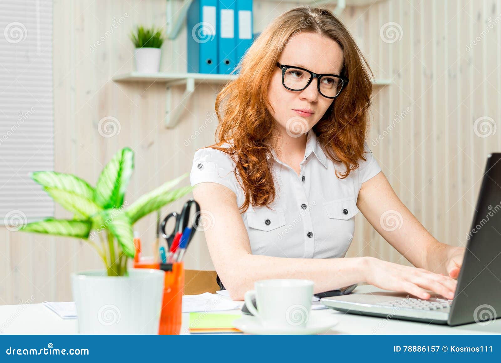 Focused Accountant with Glasses Working on a Computer Stock Image ...