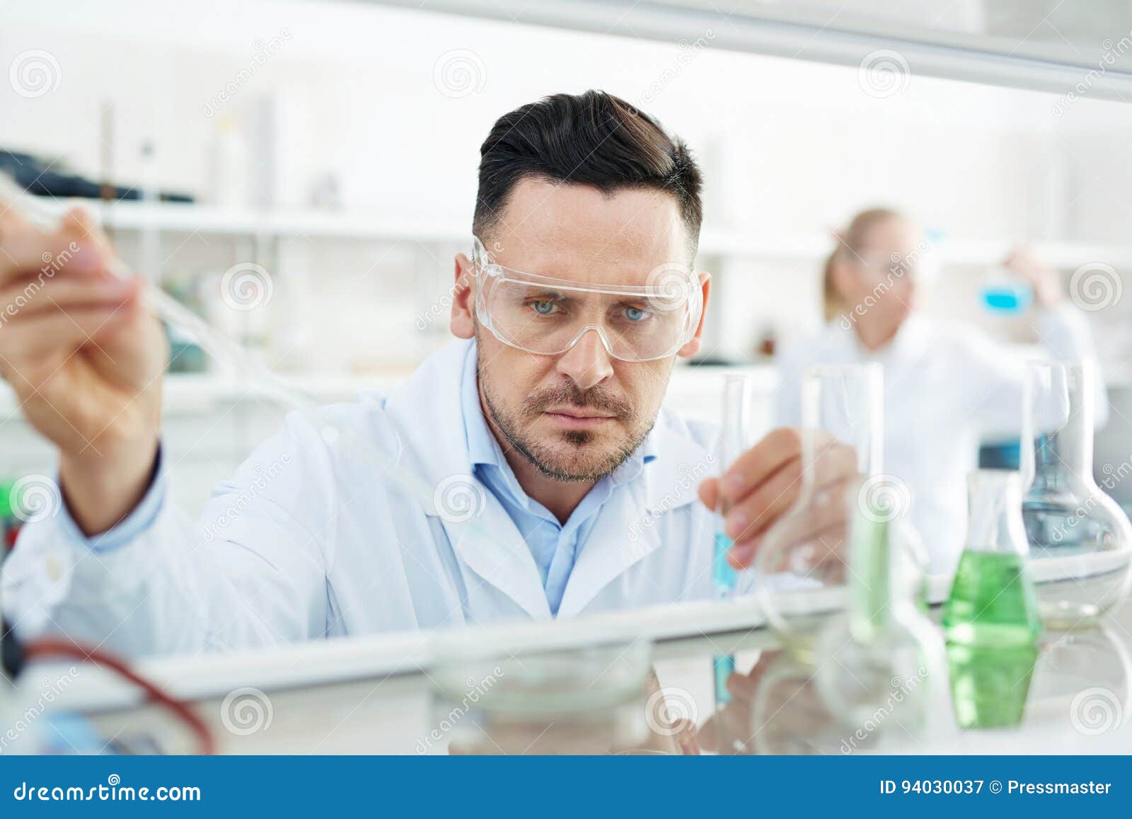 Focused Bio Chemist Working in Lab Stock Image - Image of scientific ...
