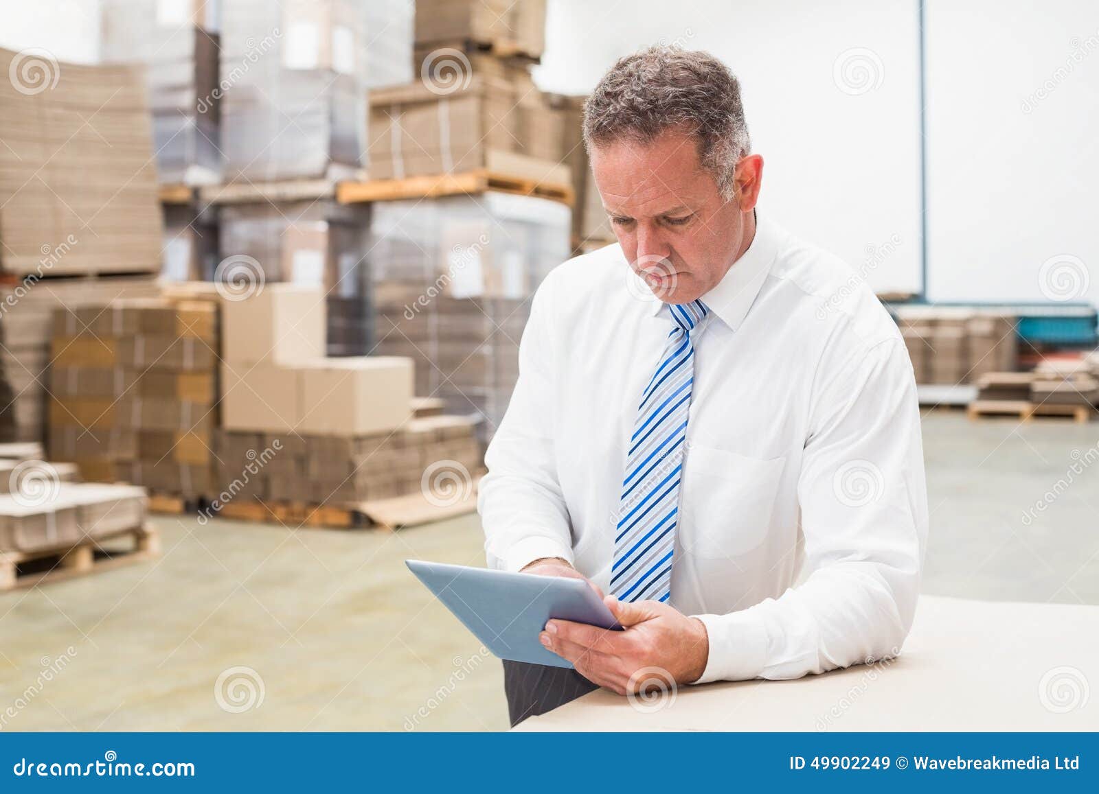 Focused Boss Using Digital Tablet Stock Image - Image of tablet ...