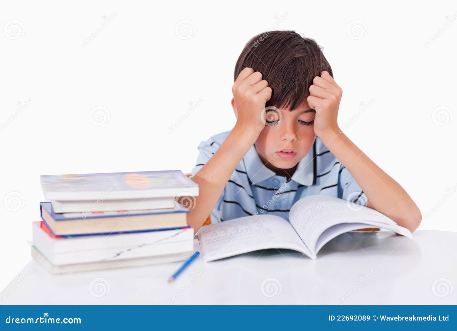 Focused Boy Learning His Lessons Stock Image - Image of notebook ...