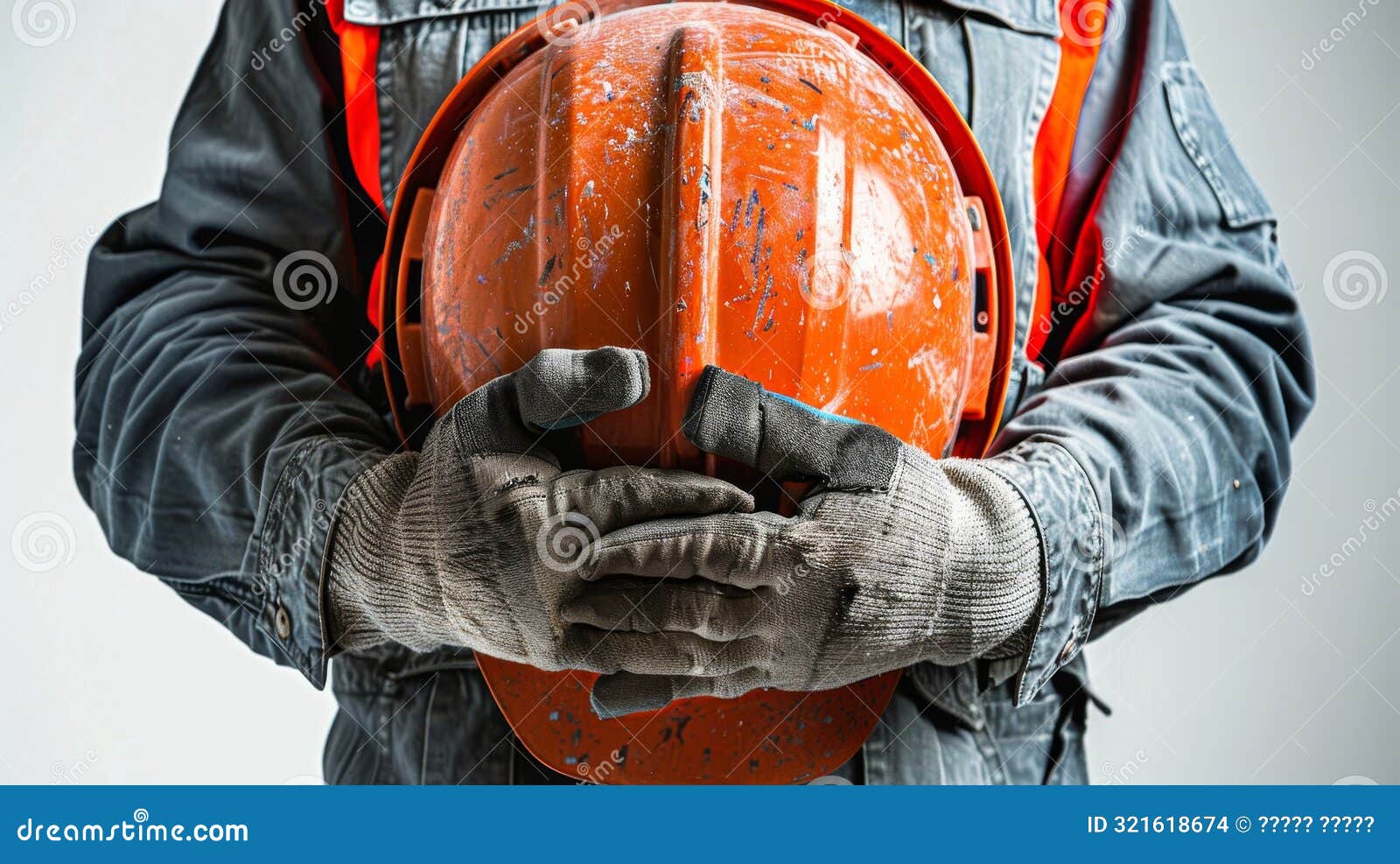 Focused Builder Adjusting Hard Hat Elegant Minimalistic Design on White ...