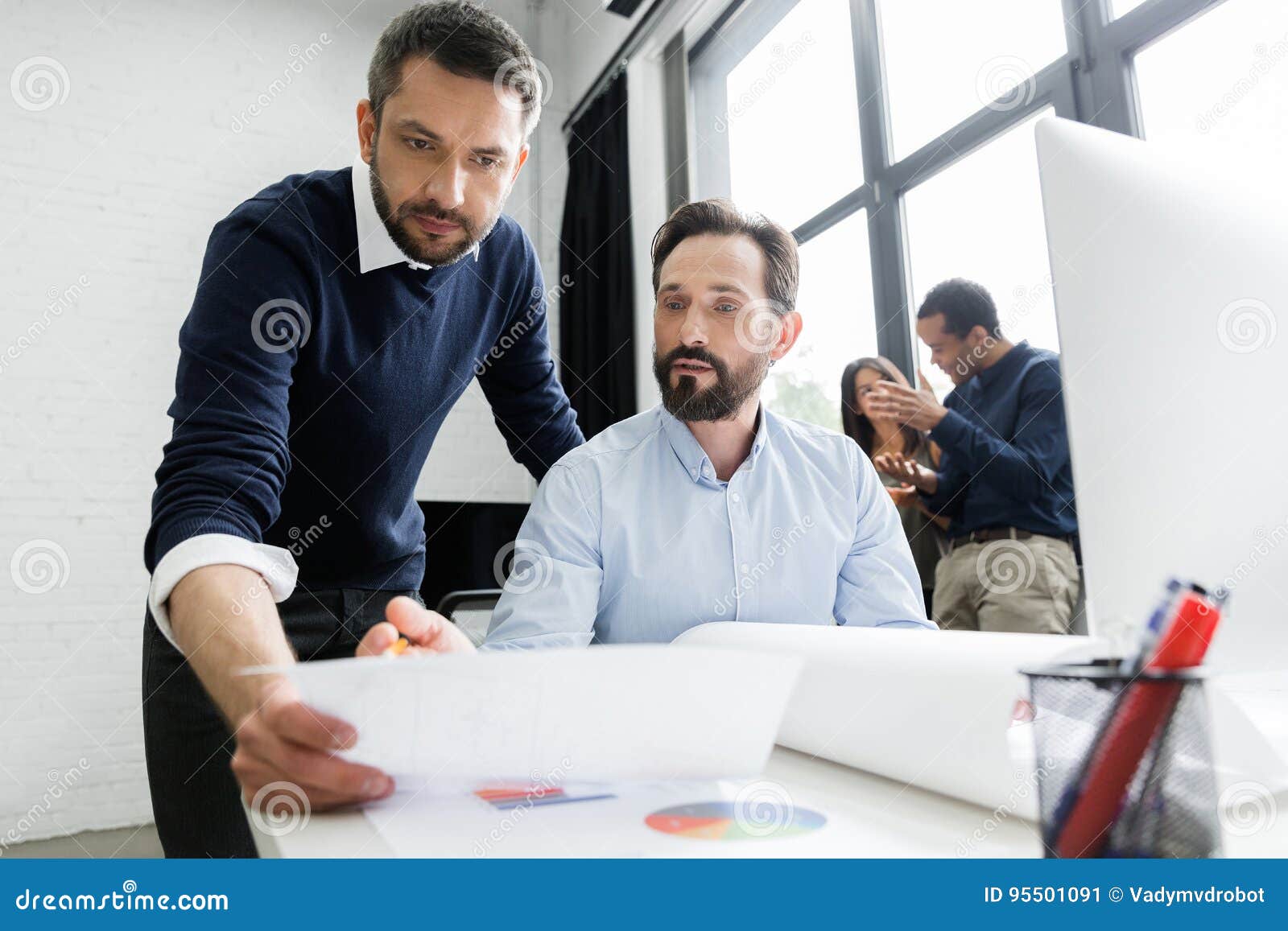 Focused Business Team Working with Documents Stock Image - Image of ...