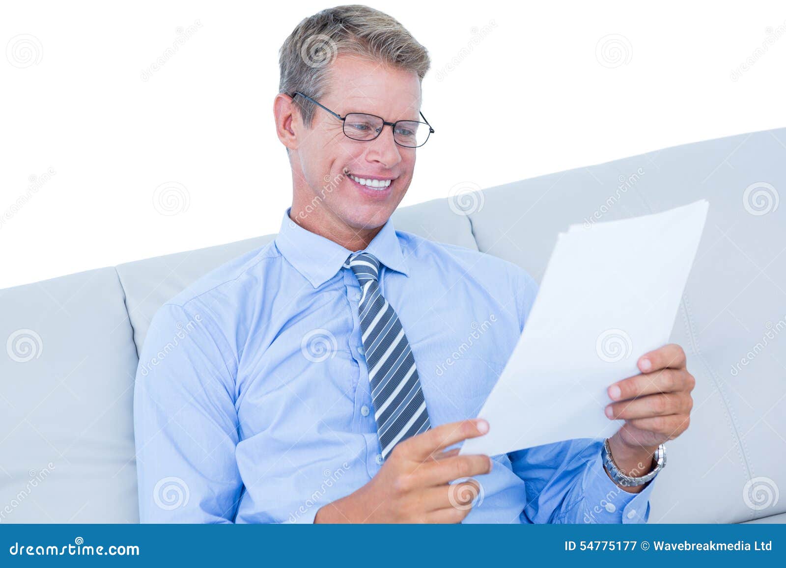 Focused Businessman Reading a Document Stock Image - Image of smart ...