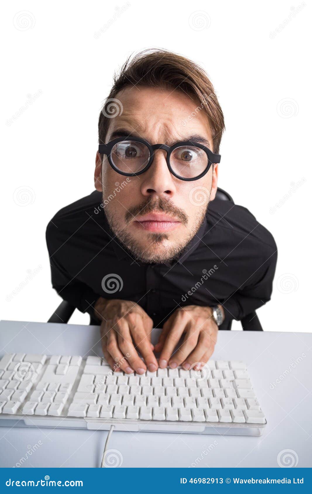 Focused Businessman in Shirt Using Computer Stock Image - Image of ...