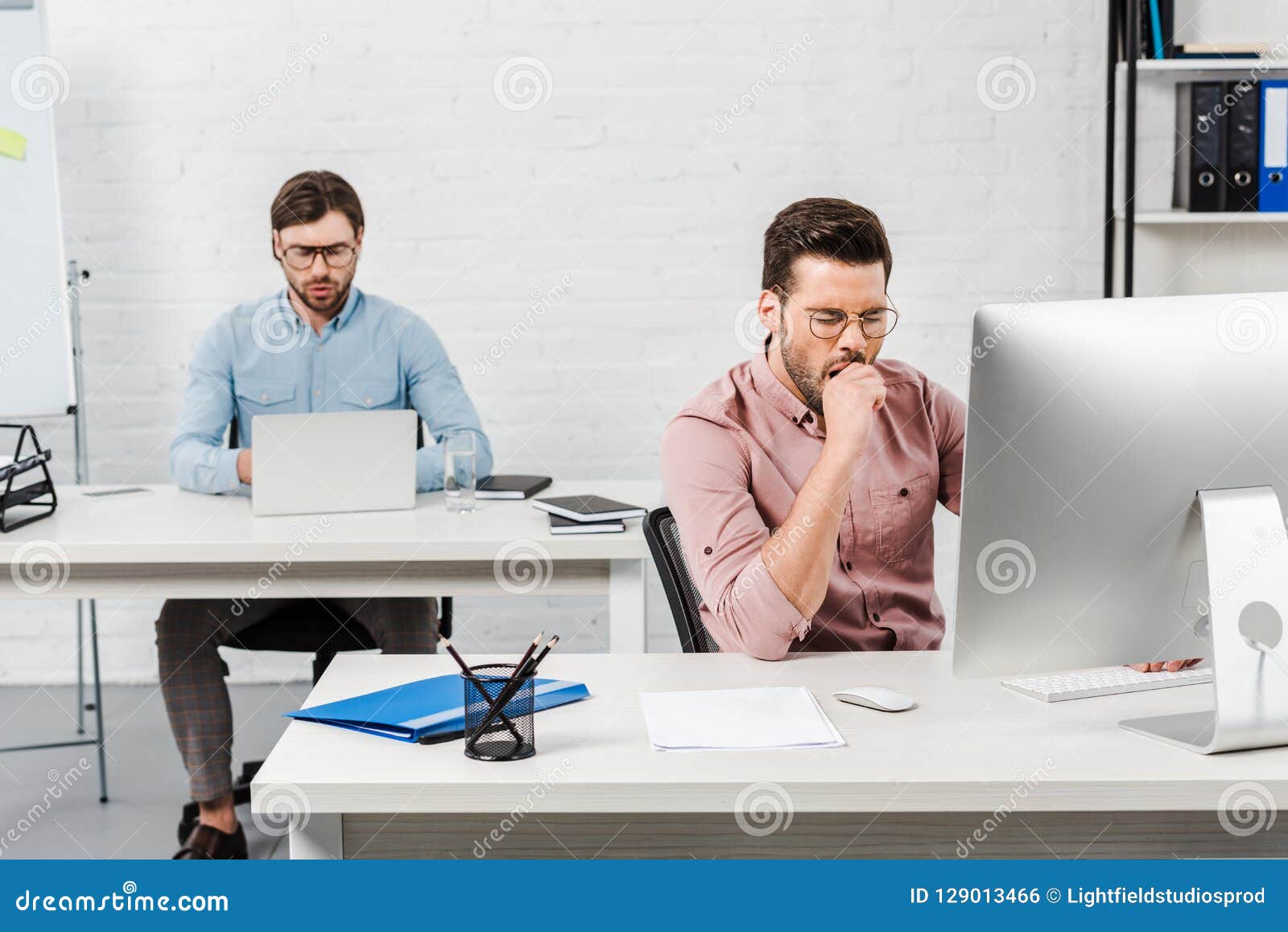 Focused Businessmen Working with Computers Stock Photo - Image of ...