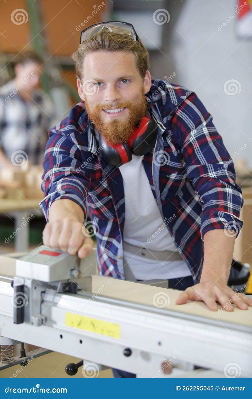 Focused Carpenter at Work with Wooden Plank Stock Image - Image of ...