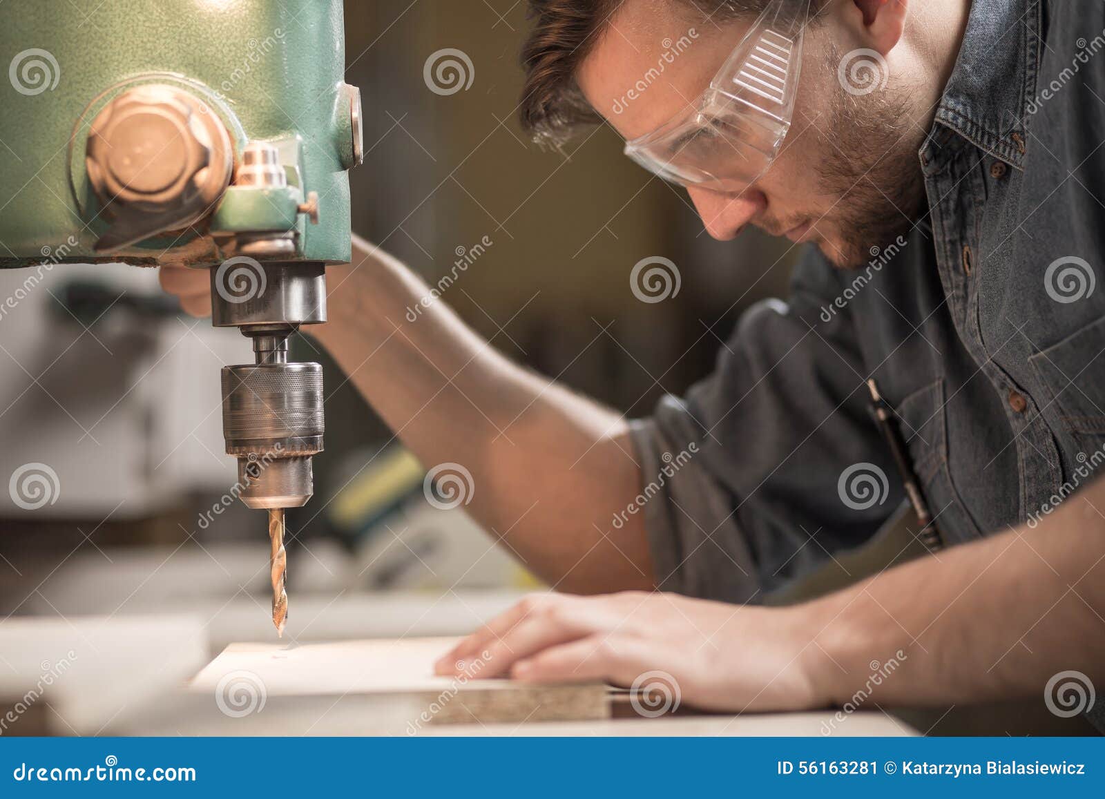 Focused Carpenter Working with Machine Stock Image - Image of joiner ...