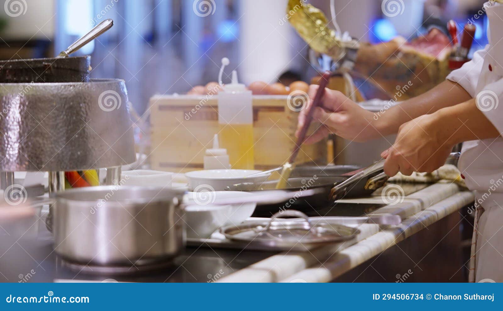 Focused Chef in Action a Side-view Capture of a Dedicated Chef Immersed ...